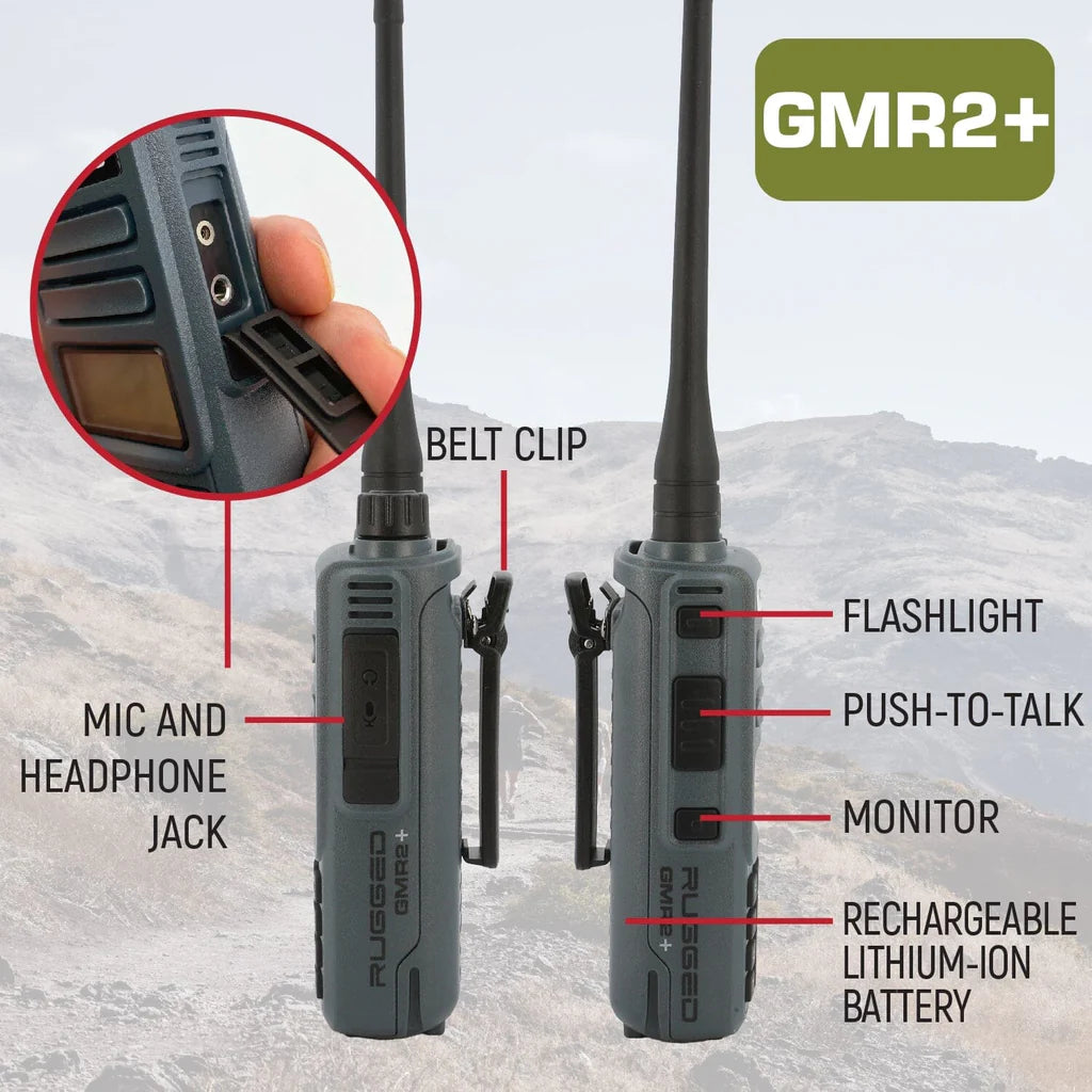 2 PACK - Rugged GMR2 PLUS GMRS and FRS Two Way Handheld Radios – NH ...